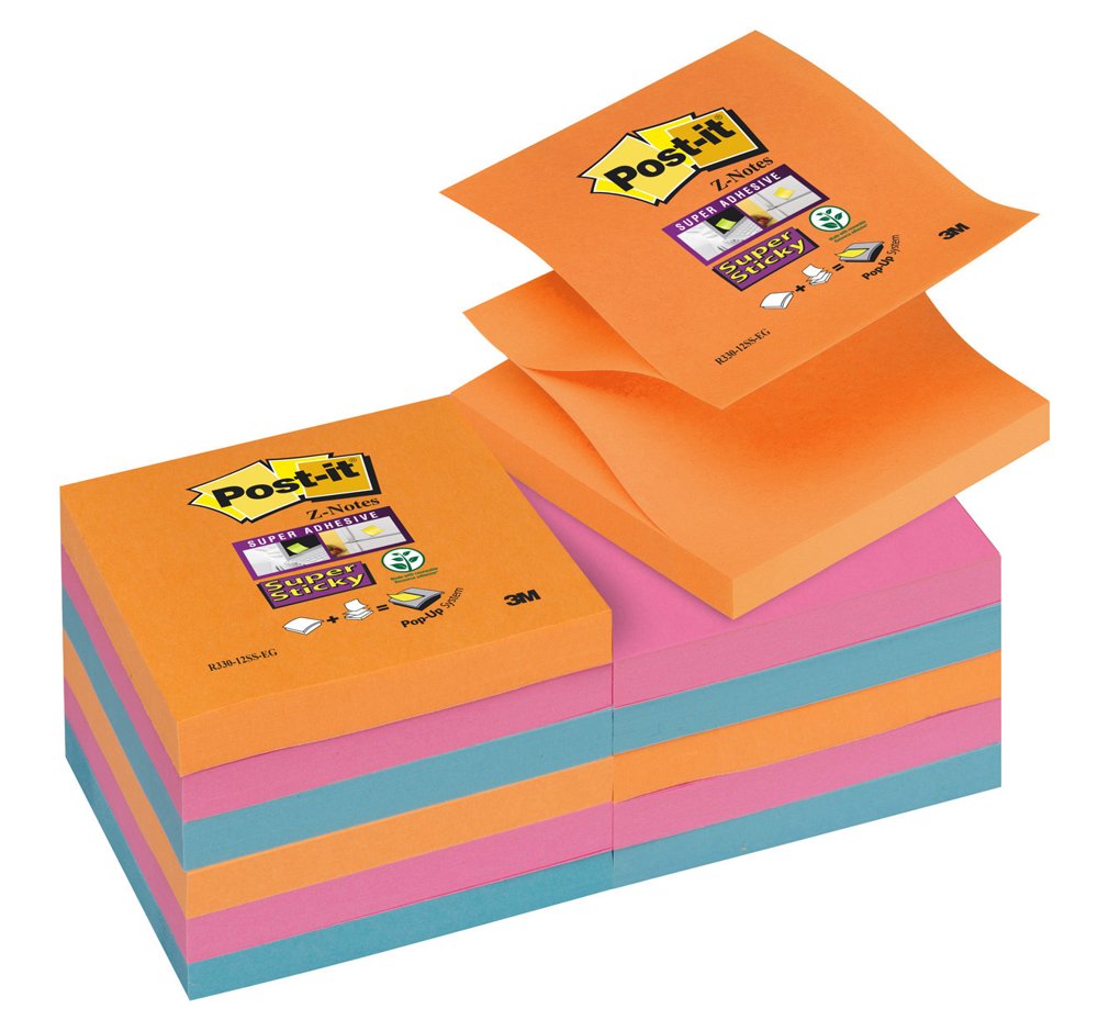 Notatblokk Post-it® Super Sticky Z-blokk Bangkok 76x76mm - Wulff Supplies