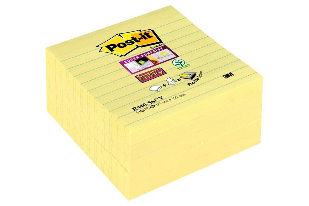 Notatblokk Post-it® Super Sticky Z-notes R440 CY 101x101mm linjert ...